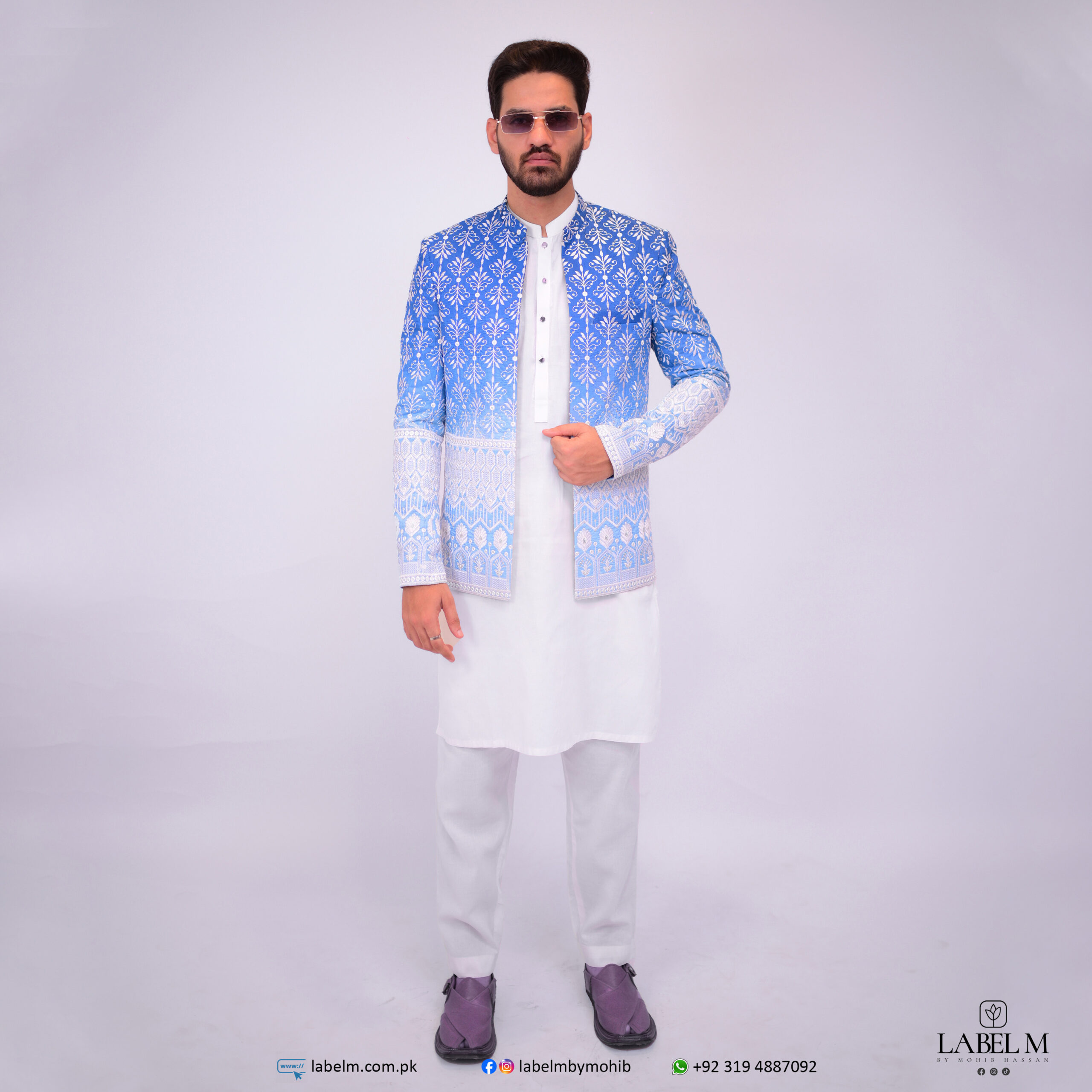 Multi Color Embroidered Prince Coat | Label M